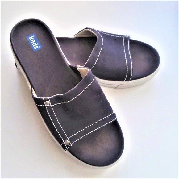 Keds Sandal | Shoes | Keds Sandal Blue Slide Canvas Slide Open Toe ...
